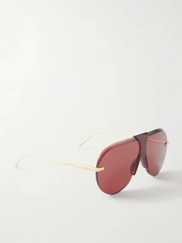 Loewe Aviator Gold-tone And Tortoiseshell Acetate Sunglasses - Red