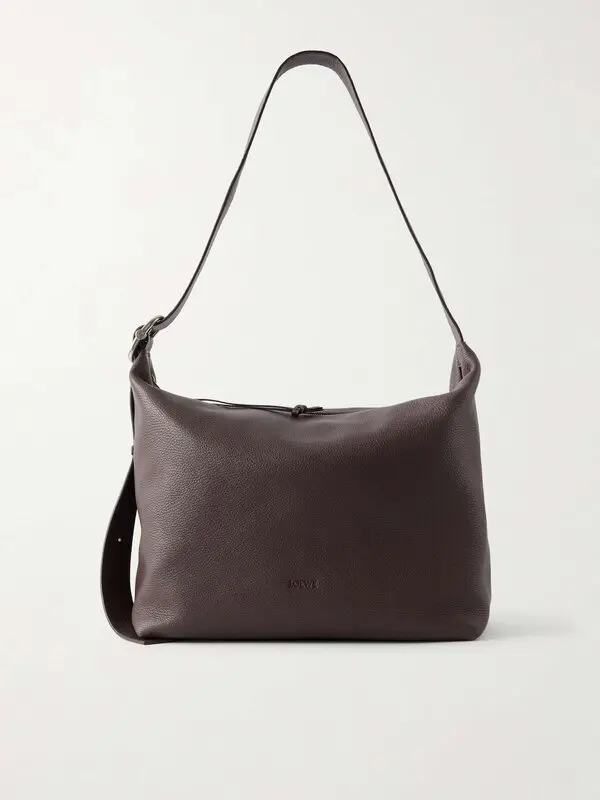 Loewe Loop Large Logo-debossed Leather Shoulder Bag - Chocolate