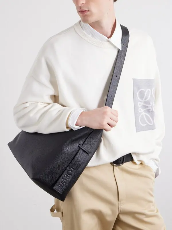 Loewe Loop Logo-debossed Leather Messenger Bag
