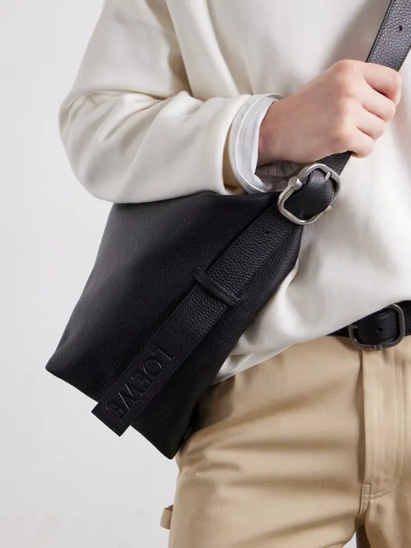 Loewe Loop Logo-debossed Leather Messenger Bag