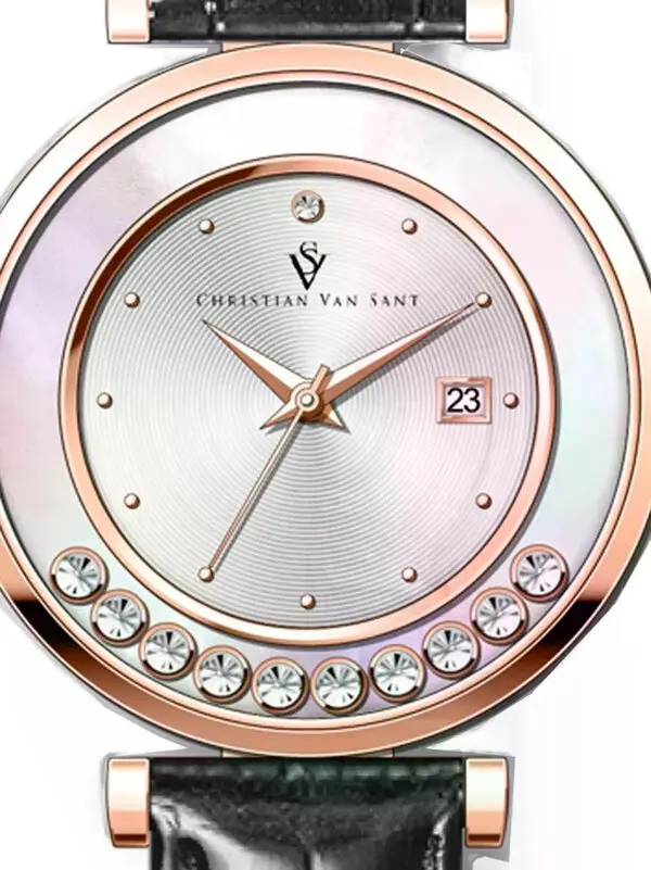 CHRISTIAN VAN SANT Bria 40mm Watch With Crystal-encrusted Bezel And Leather Bracelet