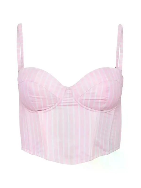 FLEUR DU MAL Striped Bustier Top - Pink