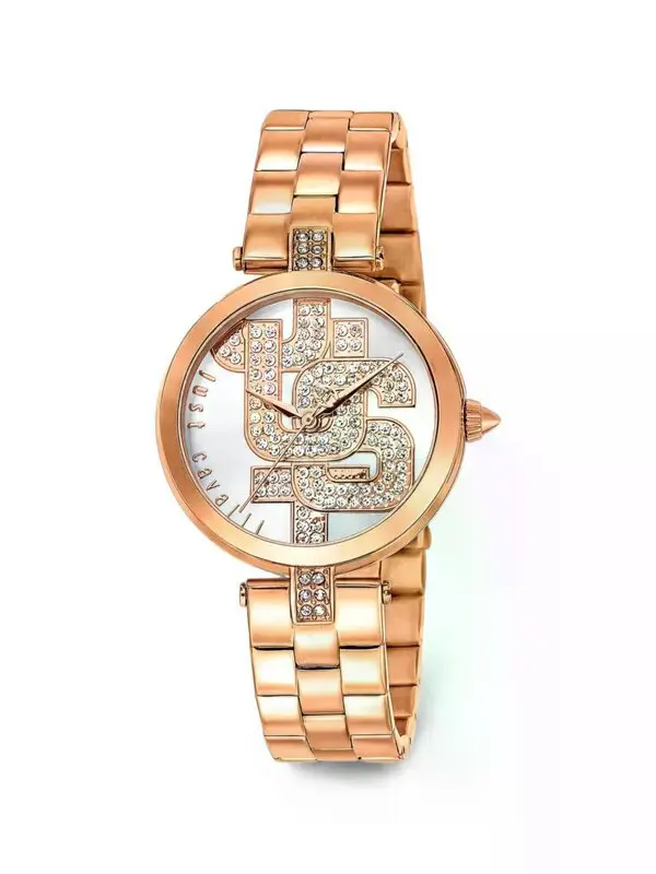 Just Cavalli Maiuscola 32mm Watch With Crystal-embellished Logo Motif - Silver