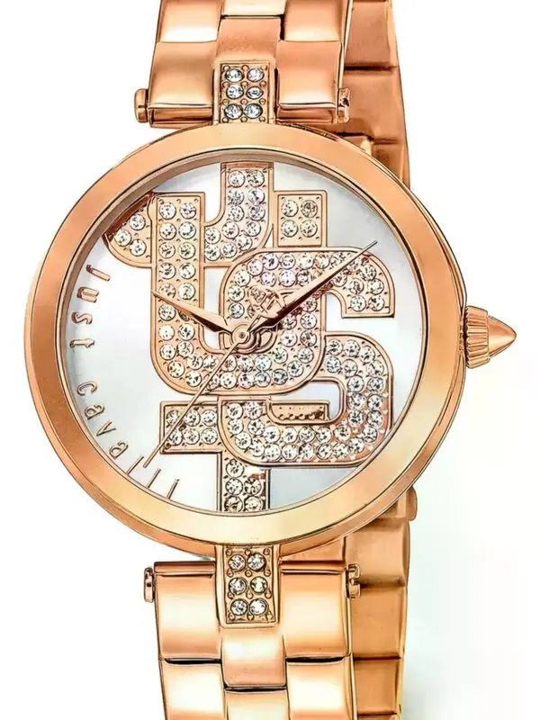 Just Cavalli Maiuscola 32mm Watch With Crystal-embellished Logo Motif - Silver