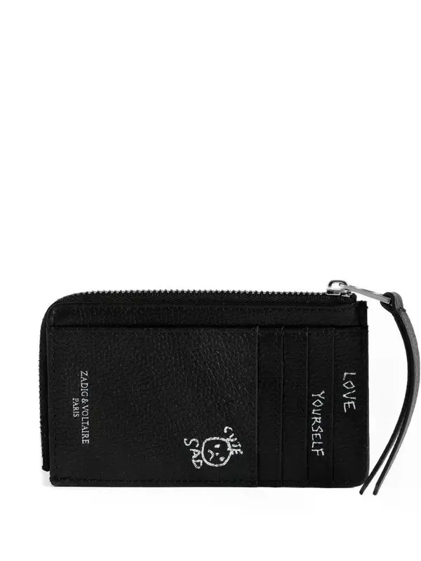 Zadig&Voltaire Graffiti-print Pebbled Cardholder - Black