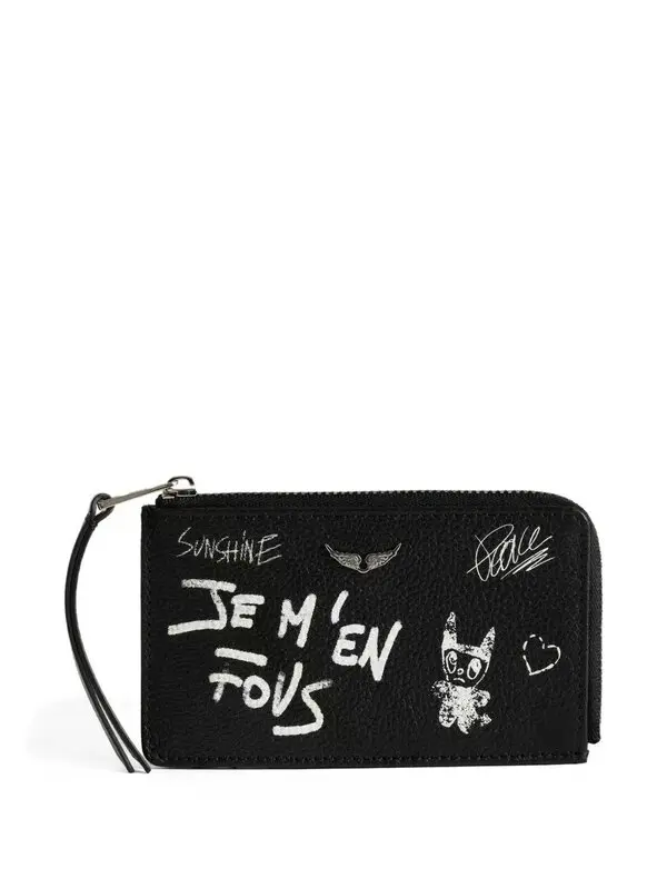 Zadig&Voltaire Graffiti-print Pebbled Cardholder