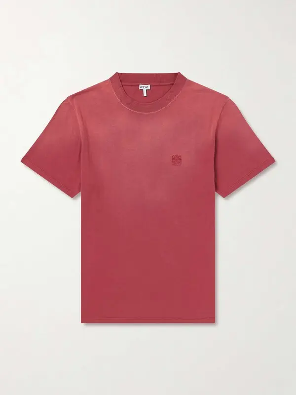 Loewe Anagram-embroidered Cotton-jersey T-shirt - Red
