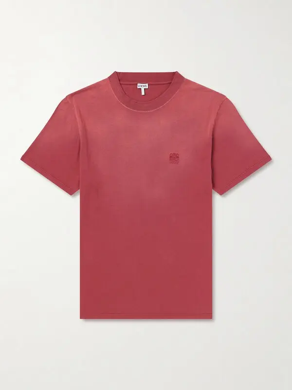 Loewe Anagram-embroidered Cotton-jersey T-shirt - Red