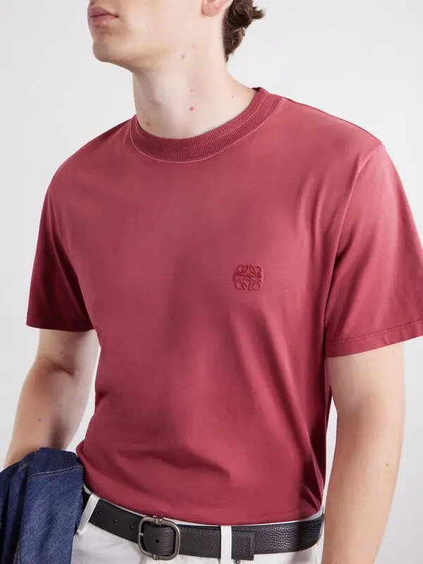 Loewe Anagram-embroidered Cotton-jersey T-shirt - Red