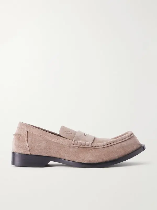 Loewe Bobine Logo-debossed Suede Loafers - Brown