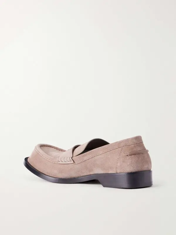 Loewe Bobine Logo-debossed Suede Loafers - Light Brown