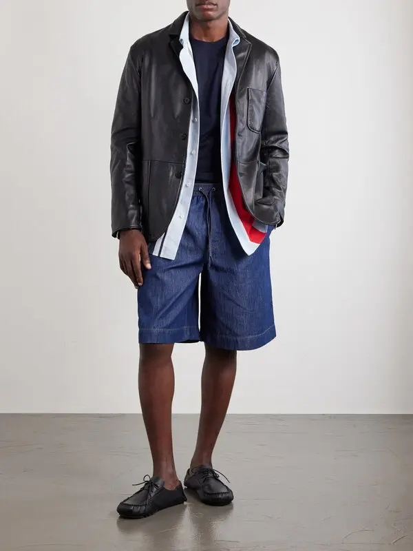 Loewe Wide-leg Cotton-chambray Drawstring Shorts