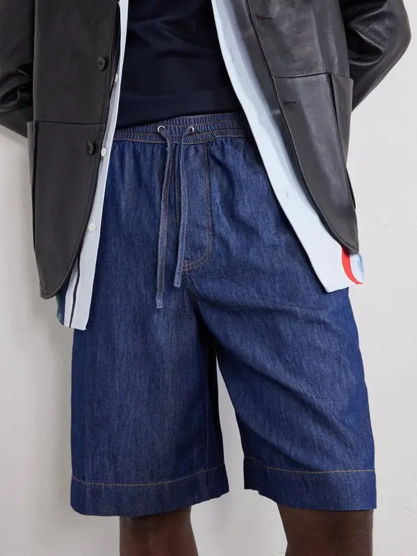 Loewe Wide-leg Cotton-chambray Drawstring Shorts
