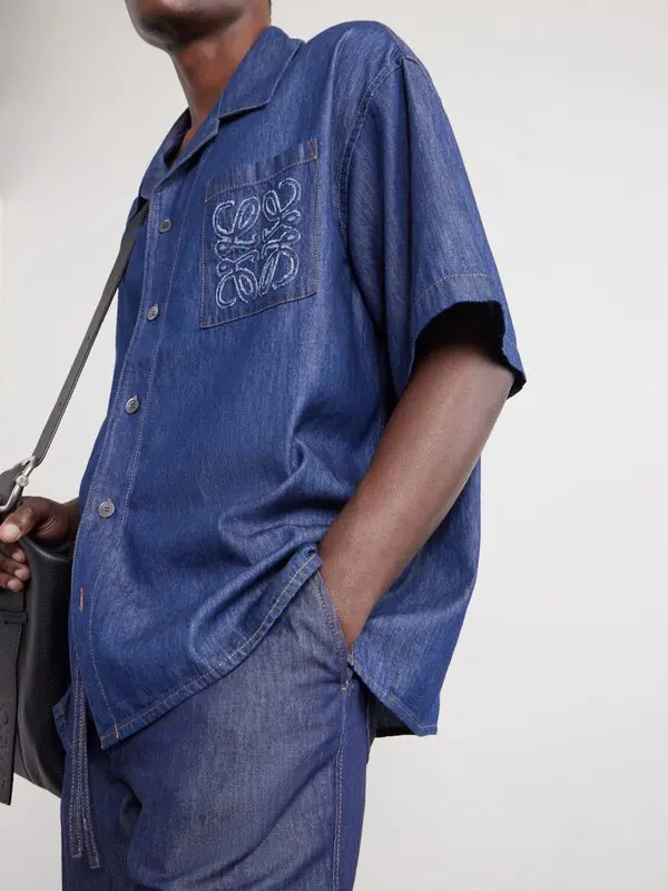 Loewe Camp-collar Anagram-detail Denim Shirt