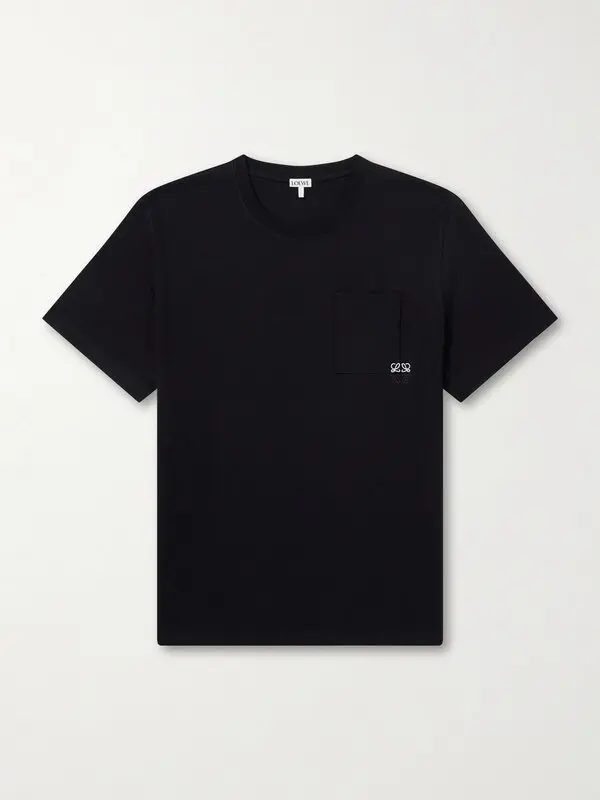 Loewe Anagram-embroidered Cotton-jersey T-shirt - Black