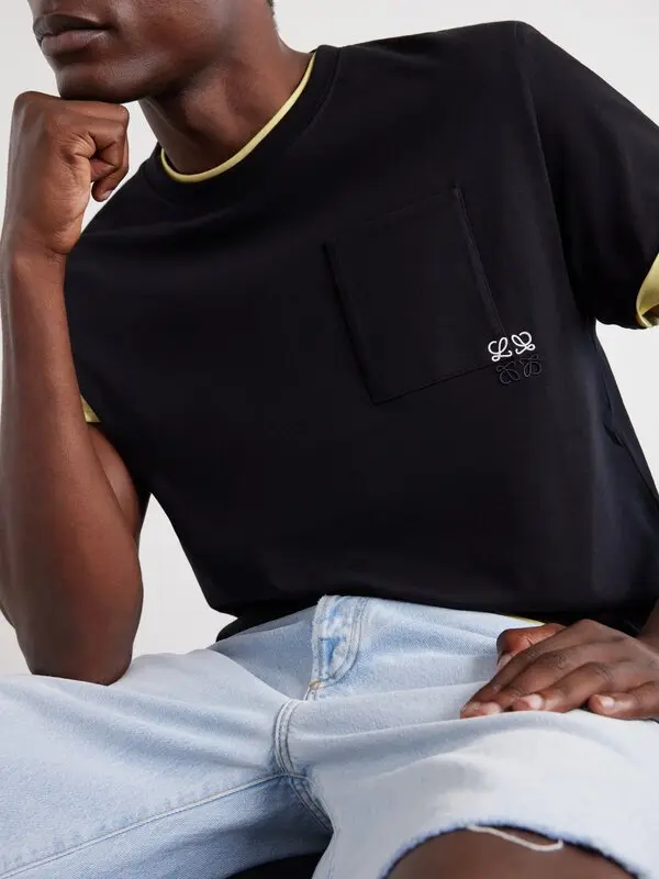 Loewe Anagram-embroidered Cotton-jersey T-shirt - Black