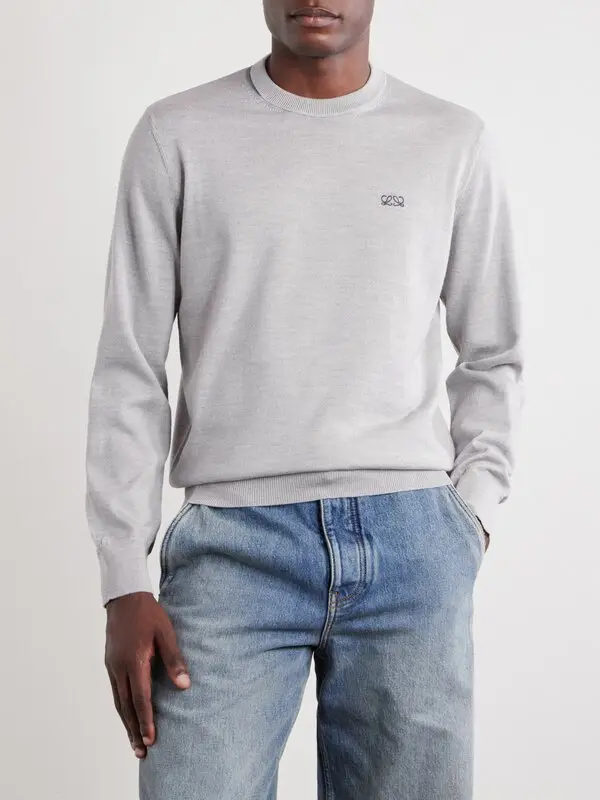 Loewe Anagram-embroidered Wool-blend Sweater