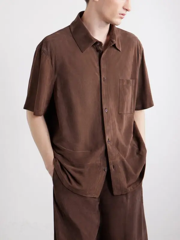 Loewe Paula's Ibiza Logo-debossed Suede Shirt