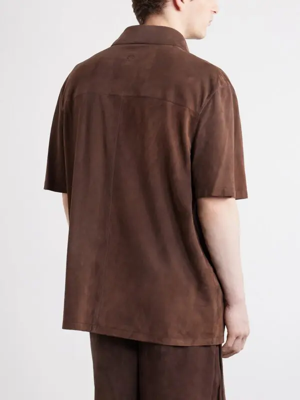 Loewe Paula's Ibiza Logo-debossed Suede Shirt