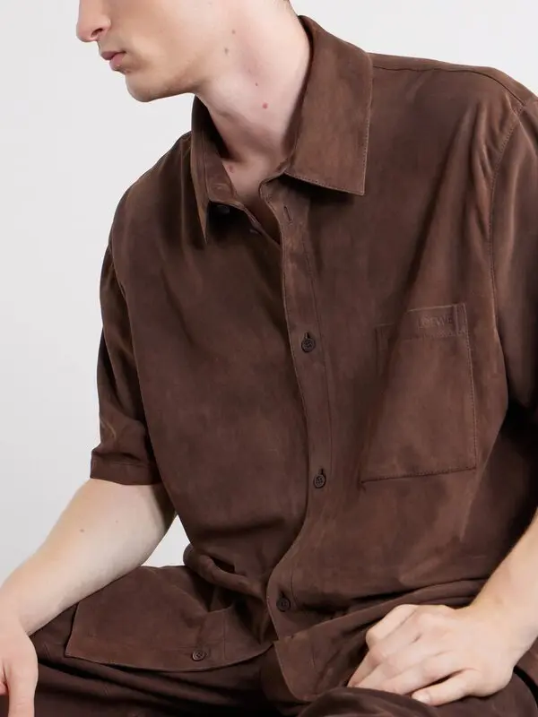 Loewe Paula's Ibiza Logo-debossed Suede Shirt