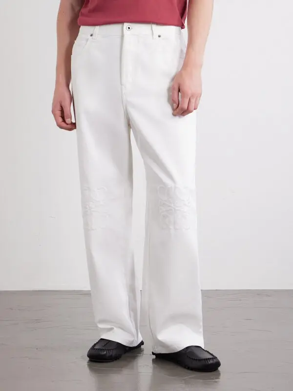 Loewe Wide-leg Anagram-embroidered Jeans