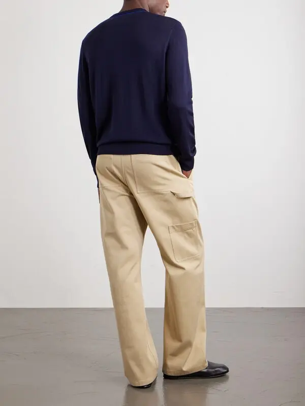 Loewe Anagram-embroidered Wool-blend Sweater - Blue