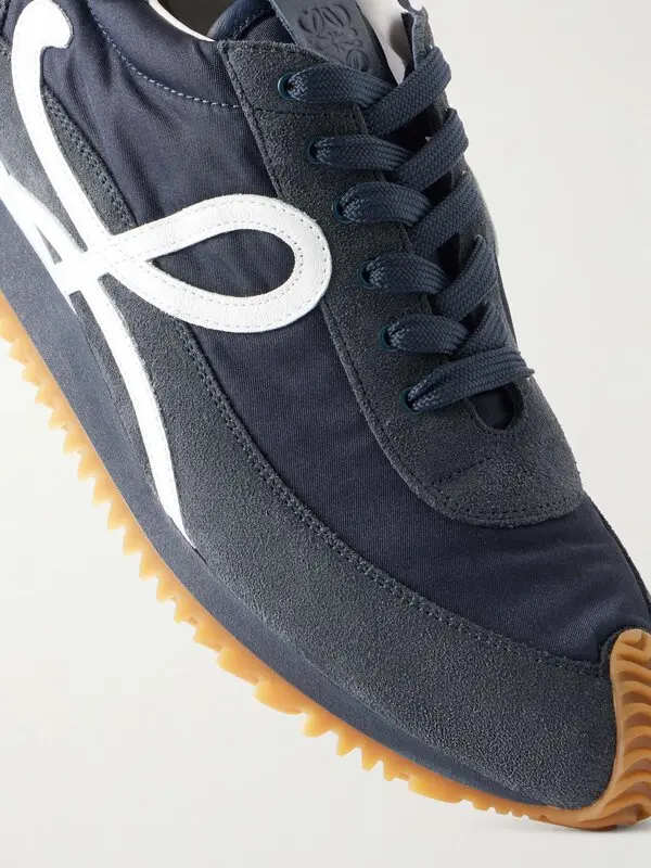 Loewe Flow Runner 2.0 Suede-trimmed Shell Sneakers - Navy