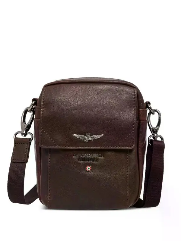 AERONAUTICA MILITARE Leather Belt Bag With Logo Plaque - Brown