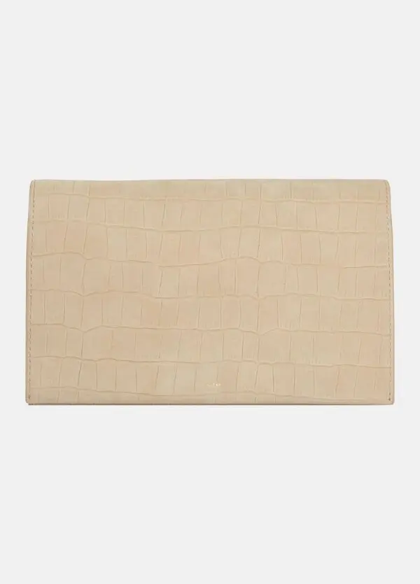 Vince Croc-embsed Nubuck Leather Crsbody Wallet - Marzipan