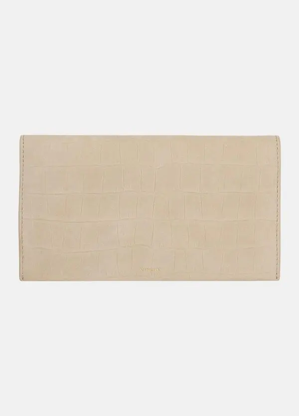 Vince Croc-embsed Nubuck Leather Continental Wallet - Marzipan