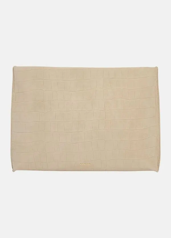 Vince Athene Croc-embsed Nubuck Leather Crsbody Pouch - Marzipan