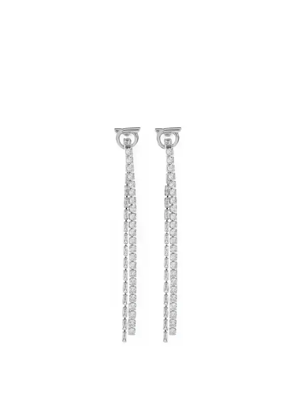 FERRAGAMO Gancini Crystal-embellished Drop Earrings - Silver