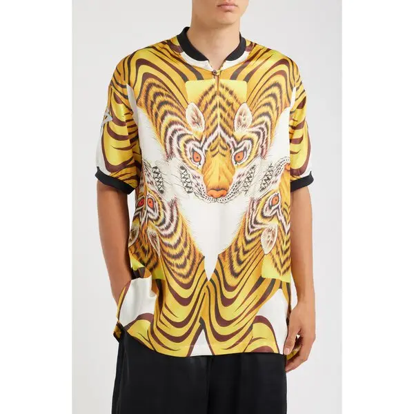 Y3 Tiger Graphic Satin Jersey Polo - Multicolour