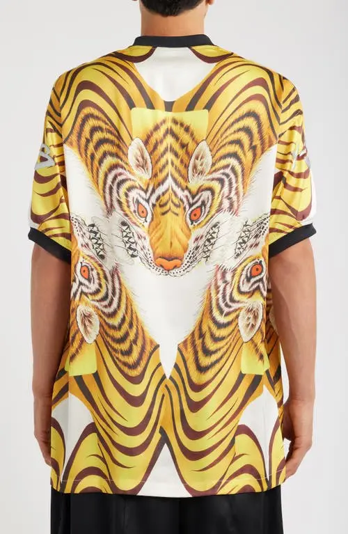 Y3 Tiger Graphic Satin Jersey Polo