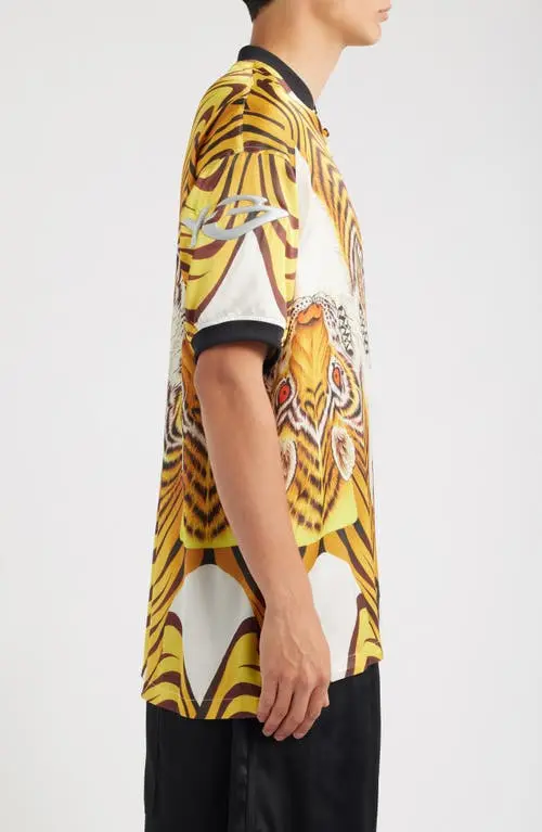 Y3 Tiger Graphic Satin Jersey Polo
