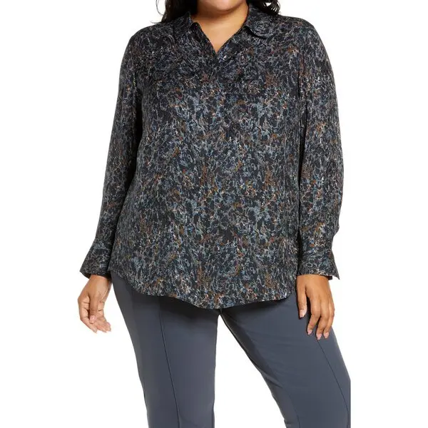 Lafayette 148 New York Scottie Silk Blouse - Oceana Multi