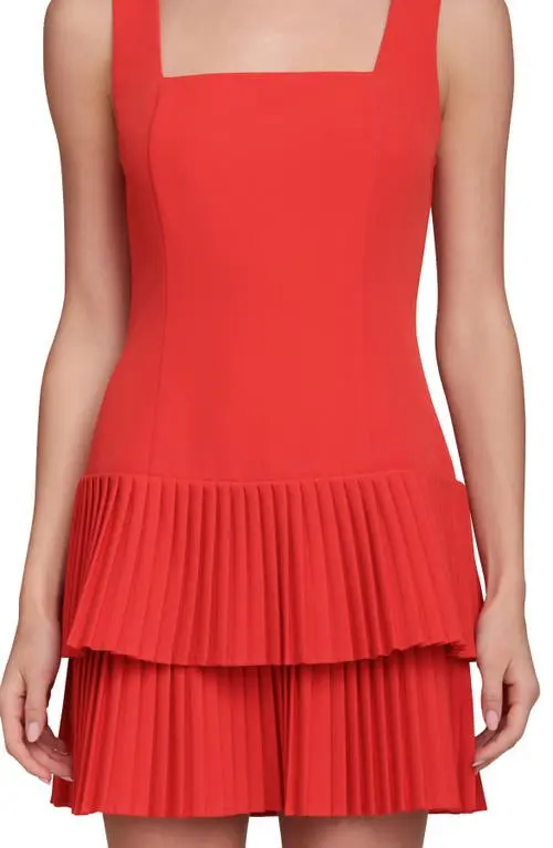 Avec Les Filles Pleat Double Ruffle Minidress
