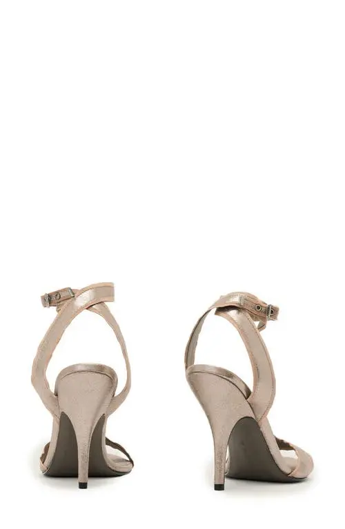 ALLSAINTS Vera Leather Ankle Strap Stiletto Sandals - Silver