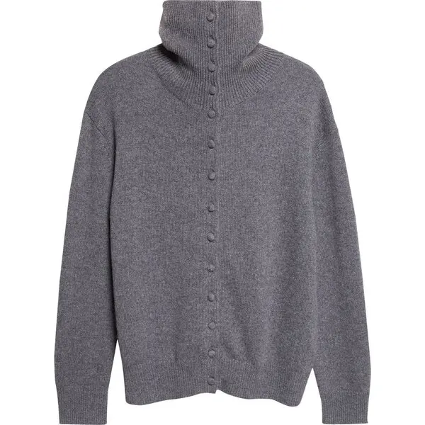 LISA YANG Denie Cashmere Turtleneck Cardigan - Graphite