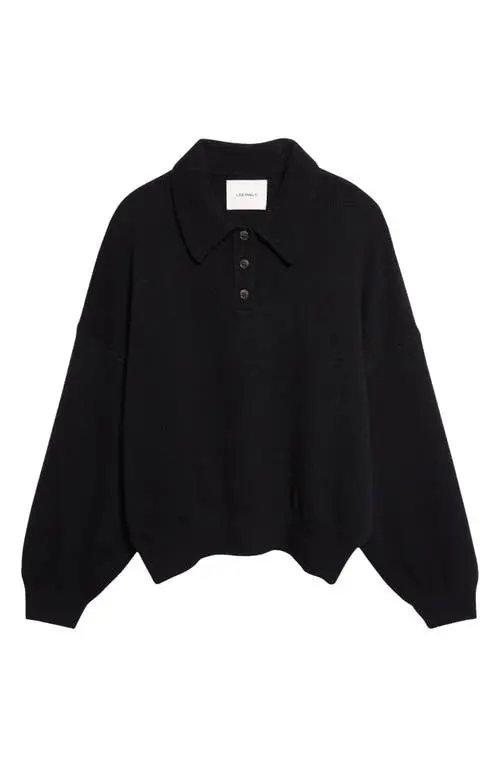 LISA YANG Etta Cashmere Polo Sweater - Black
