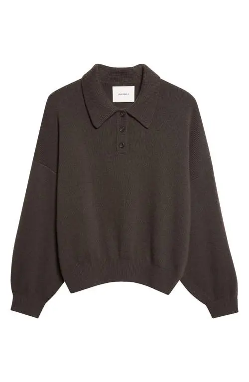 LISA YANG Etta Cashmere Polo Sweater - Dark Fern