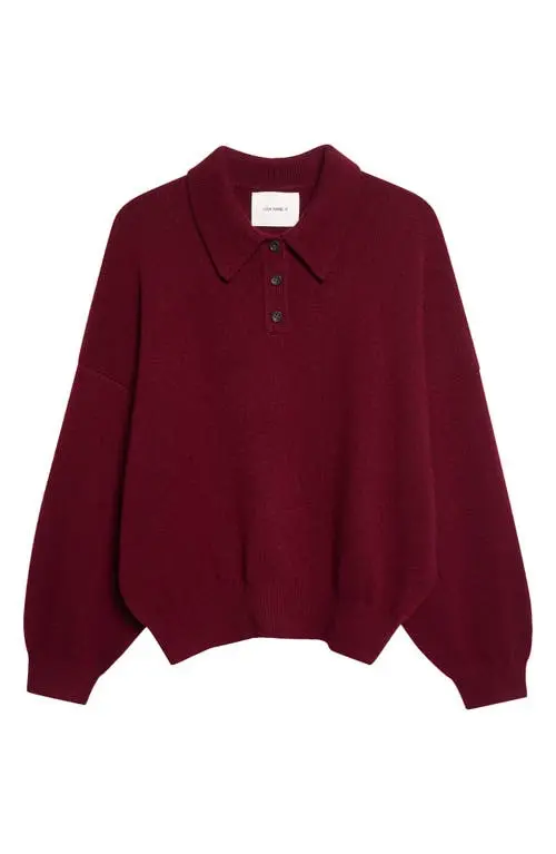 LISA YANG Etta Cashmere Polo Sweater - Deep Plum