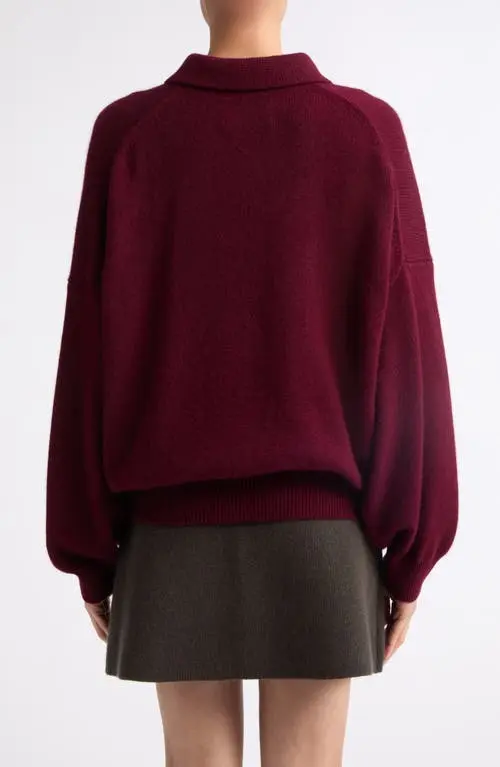 LISA YANG Etta Cashmere Polo Sweater - Deep Plum