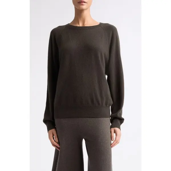 LISA YANG Cambrie Cashmere Raglan Sleeve Sweater - Dark Fern