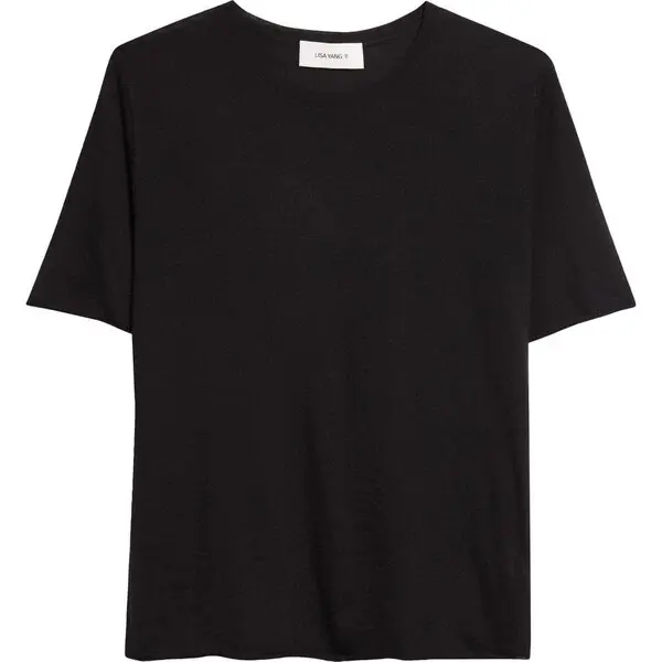 LISA YANG Ari Short Sleeve Cashmere Sweater - Black