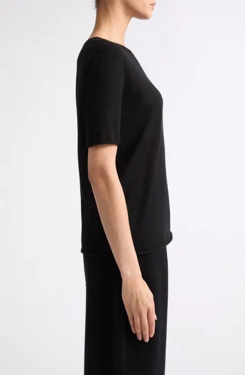LISA YANG Ari Short Sleeve Cashmere Sweater - Black