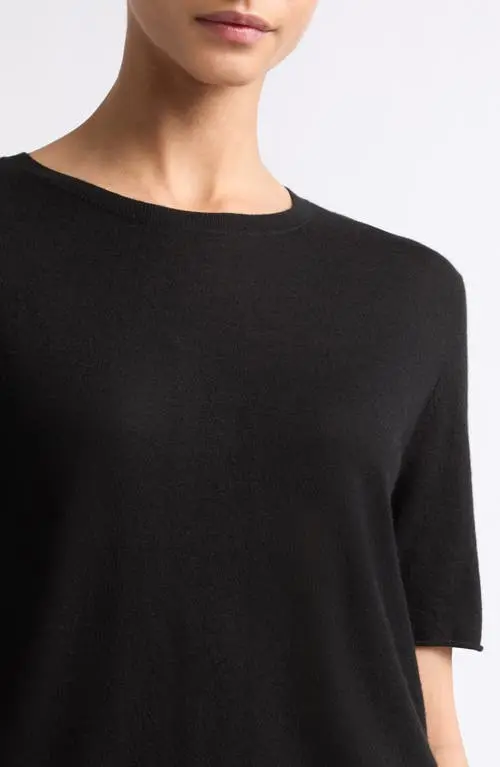 LISA YANG Ari Short Sleeve Cashmere Sweater - Black