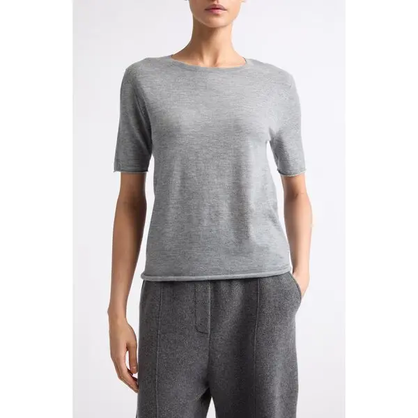 LISA YANG Ari Short Sleeve Cashmere Sweater - Dark Mist