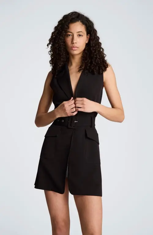 KENNETH COLE Sleeveless Belted Utility Minidress - Black