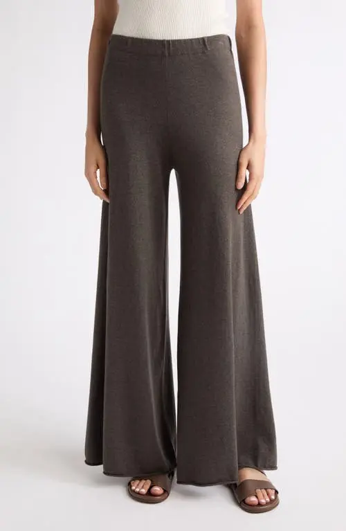 LISA YANG Ainsley Cotton & Cashmere Wide Leg Pants - Deep Walnut